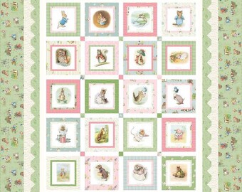 Peter Rabbit and Friends Panel Baby Quilt/ Cheater Patchwork Print/47 ...