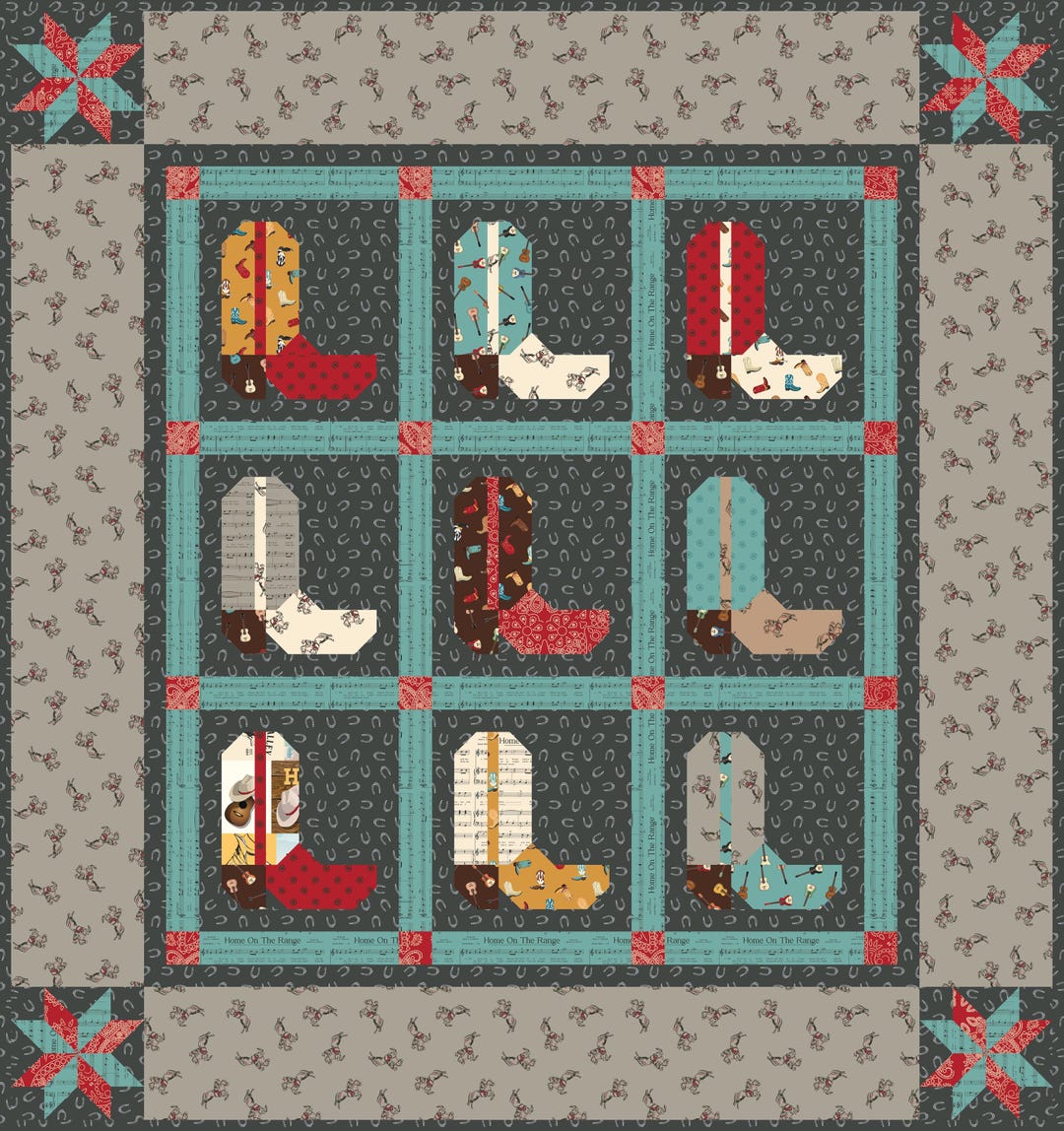 Cowboy Boots Quilt Kit Featuring Cowboys by Echo Park for Riley Blake ...
