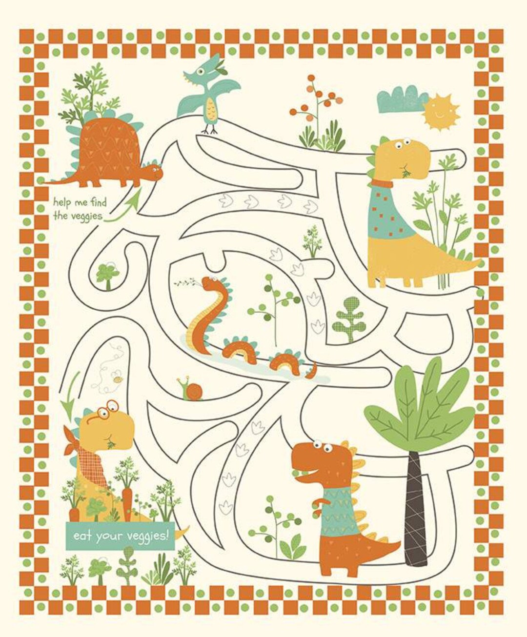 Eat Your Veggies Maze Panel by Sandy Gervais for Riley Blake Designs - Etsy