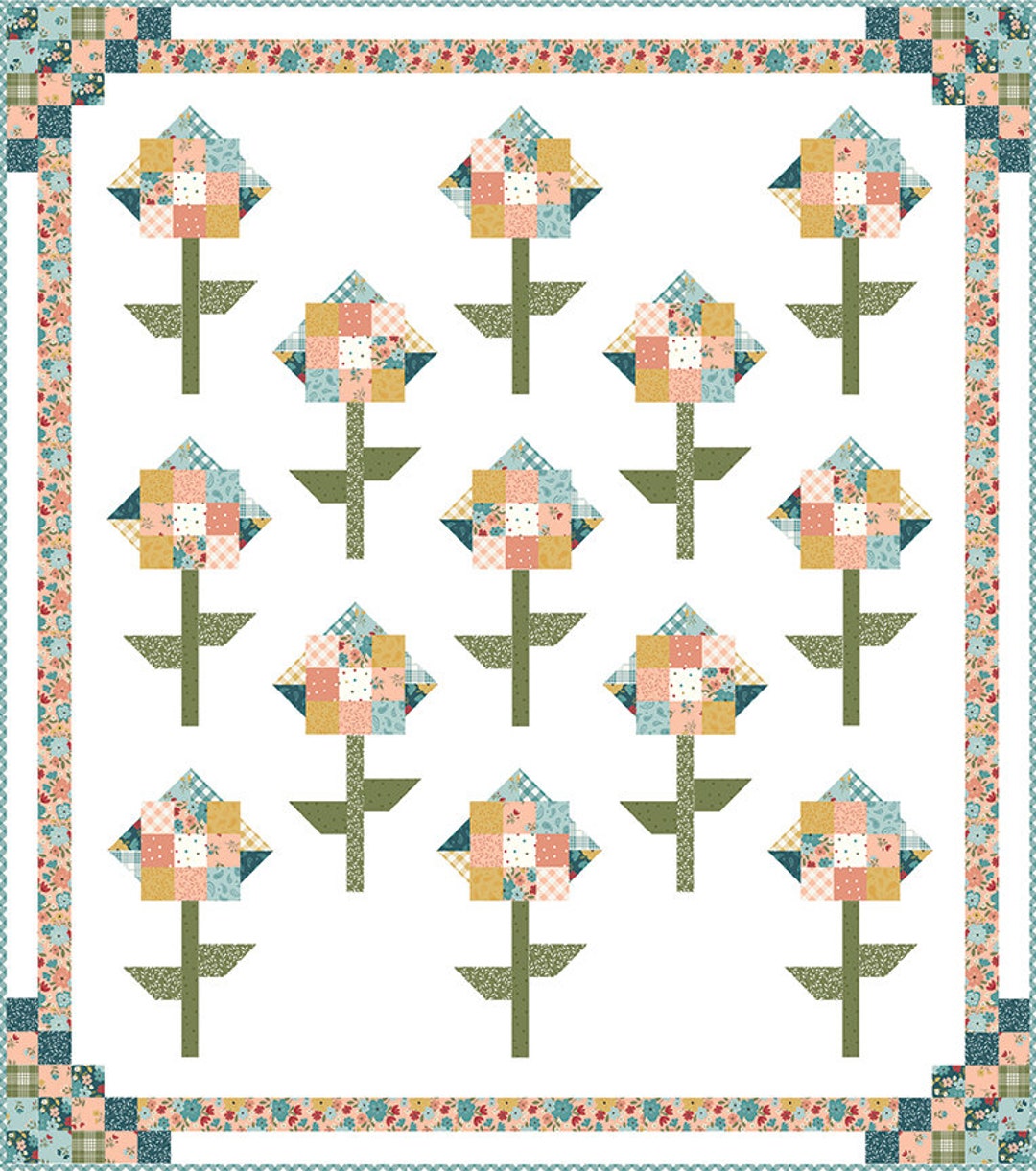 Another Morning Meadow Quilt Kit Pattern by Flamingo Toes Featuring Ally's Garden - Etsy