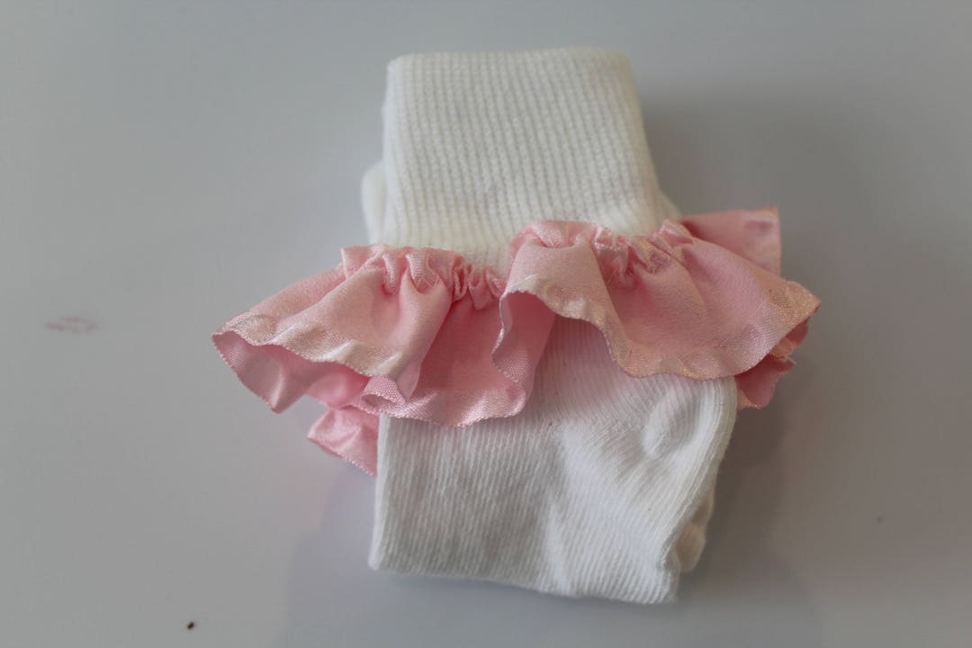 Girls' Ruffled Sock-pink Satin With Stripe - Etsy