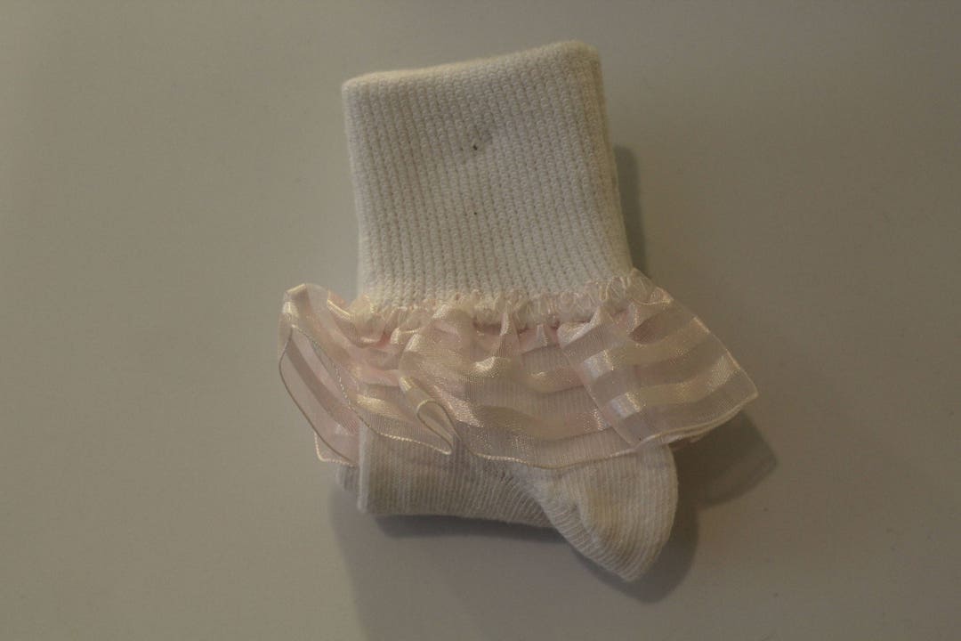 Girls' Ruffled Sock-sheer Pink Stripes - Etsy