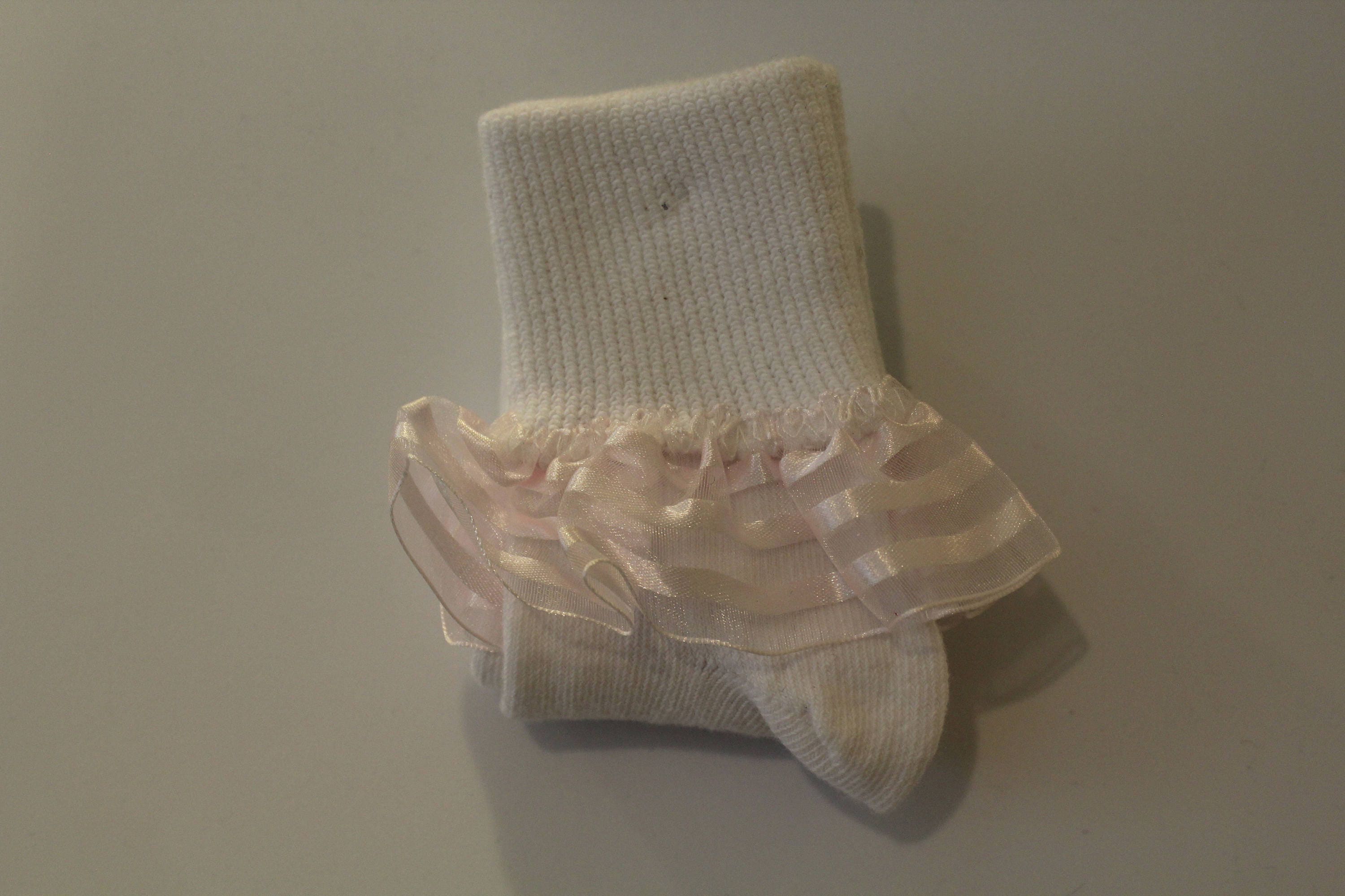 Girls' Ruffled Sock-sheer Pink Stripes - Etsy