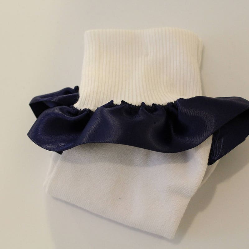 Navy Blue Ruffle Socks - Etsy