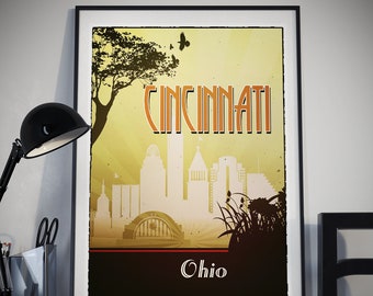 Cincinnati Vintage Poster - Etsy