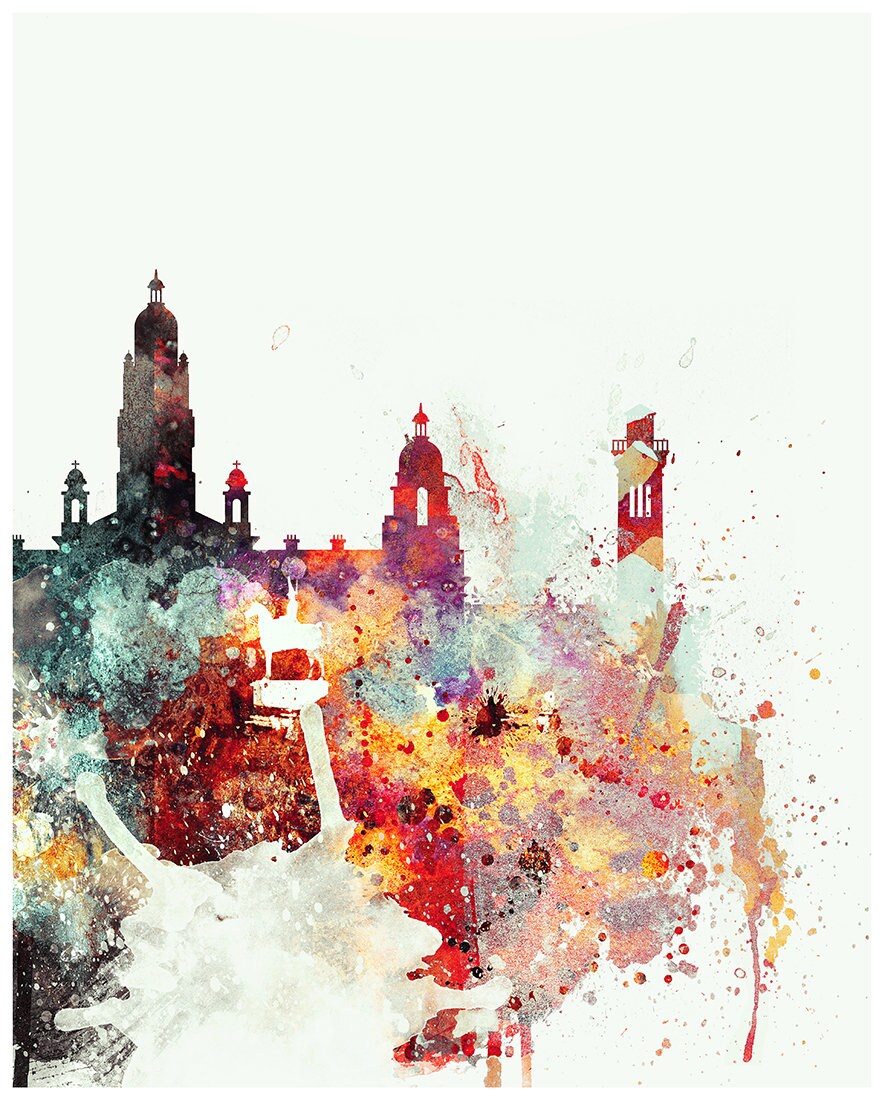 Glasgow Set of 3 prints Glasgow Scotland skyline 3 pieces | Etsy