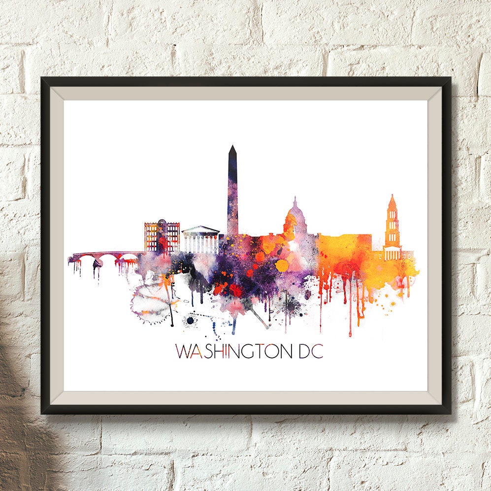 Washington DC Skyline Capital Digital Poster Watercolor - Etsy