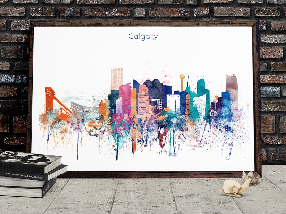 Calgary Watercolor Skyline Canada Printable Skyline Colorful - Etsy Canada