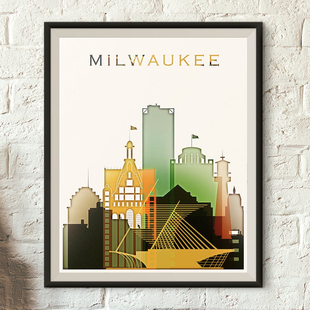 Milwaukee Skyline, Milwaukee Printable Art, Wisconsin Digital Poster ...