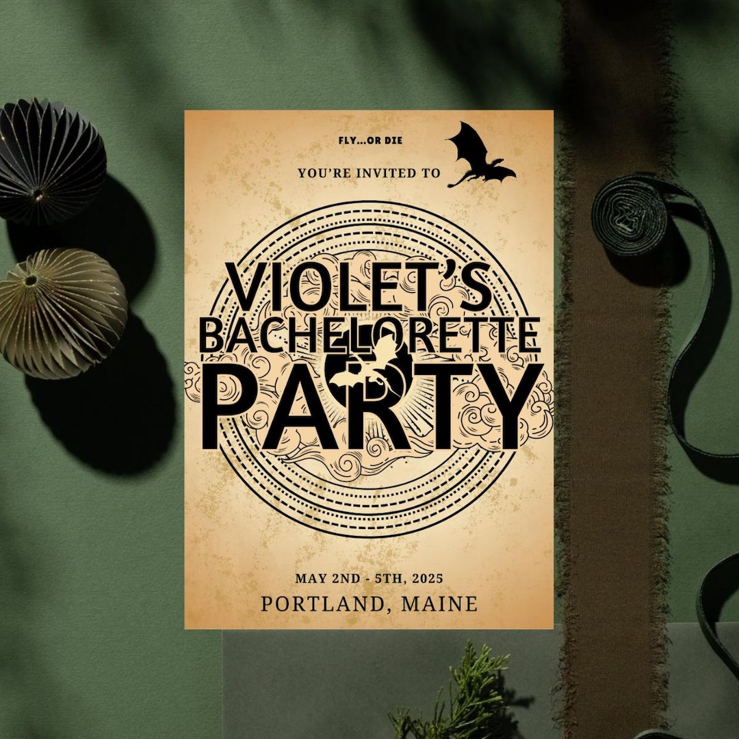 Romantasy Dragons Fourth Wing Bachelorette Party Invitation and Itinerary Digital Printable ...