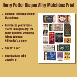 Harry Potter Diagon Alley Matchbox Matchbook Art Print Poster Digital ...