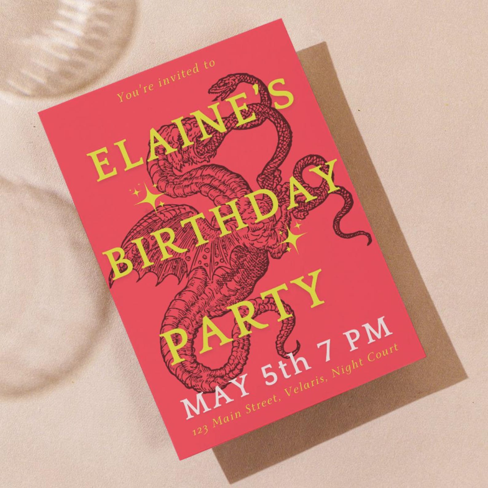 Romantasy ACOTAR Cover Birthday Party Invitation and Itinerary Digital ...