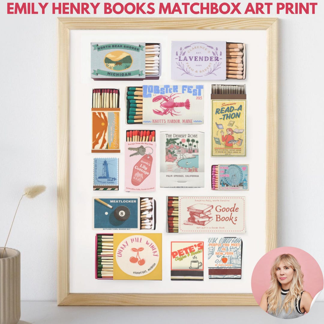 Emily Henry Books Matchbox Art Print: Happy Place, Book Lover, Funny ...