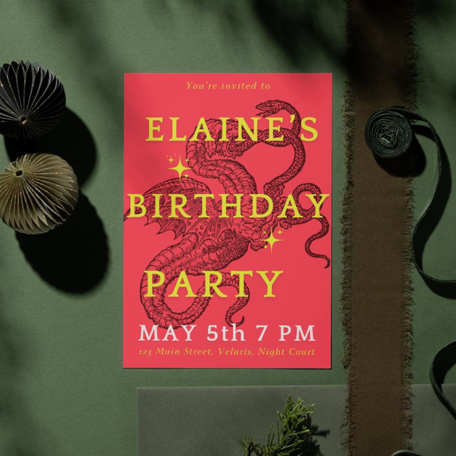 Romantasy ACOTAR Cover Birthday Party Invitation and Itinerary Digital ...