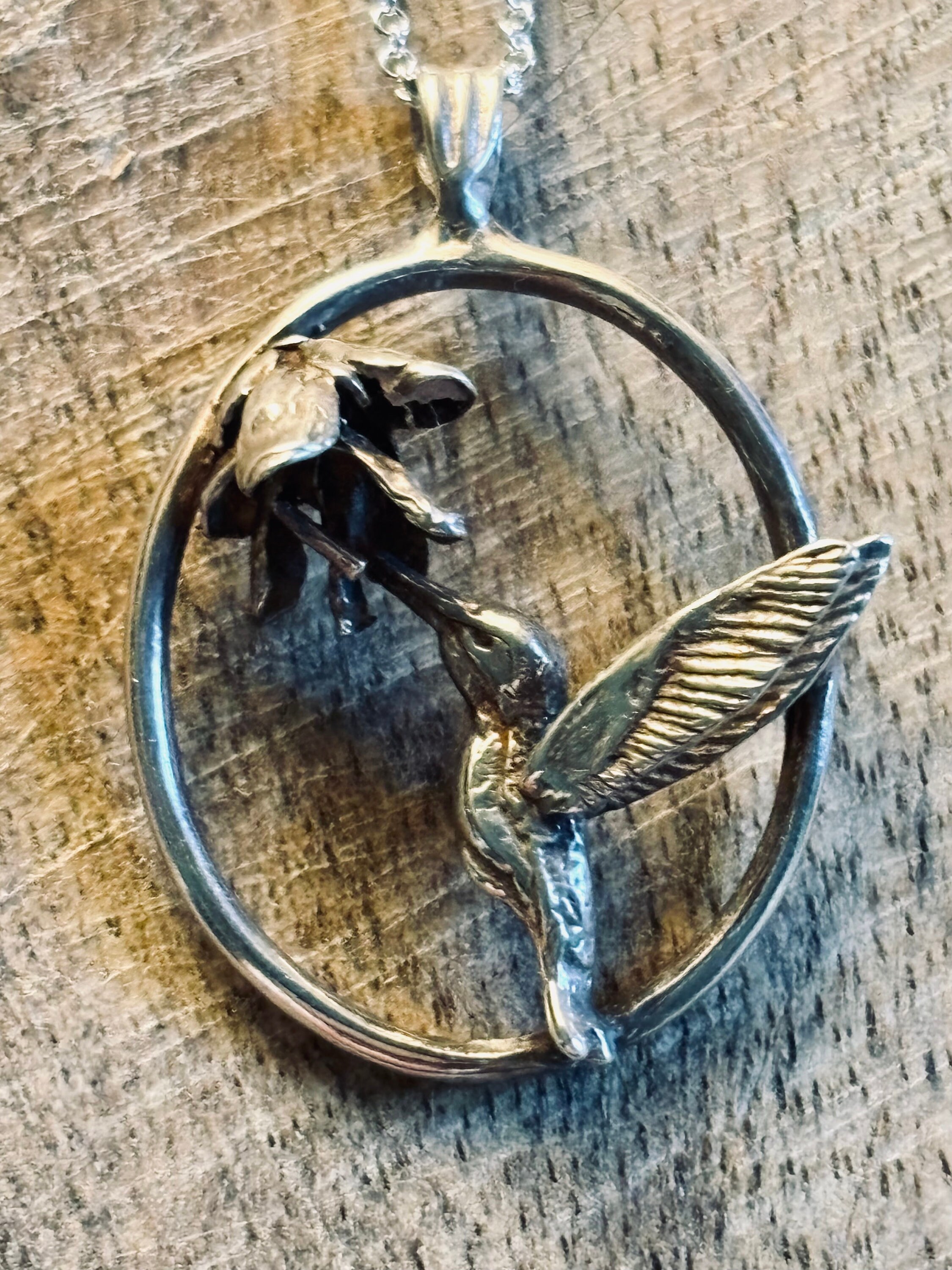 Vintage Sterling Silver Hummingbird Charm Necklace - Etsy