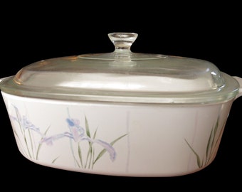 Vintage Corning Ware Iris Shadow Pattern 2 Quart Square Casserole A-2-B With Lid A-9-C. Purple ...