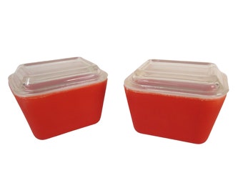 Vintage Pyrex 501-B Red Primary Color Refrigerator Dish 1-1/2 Cup ...