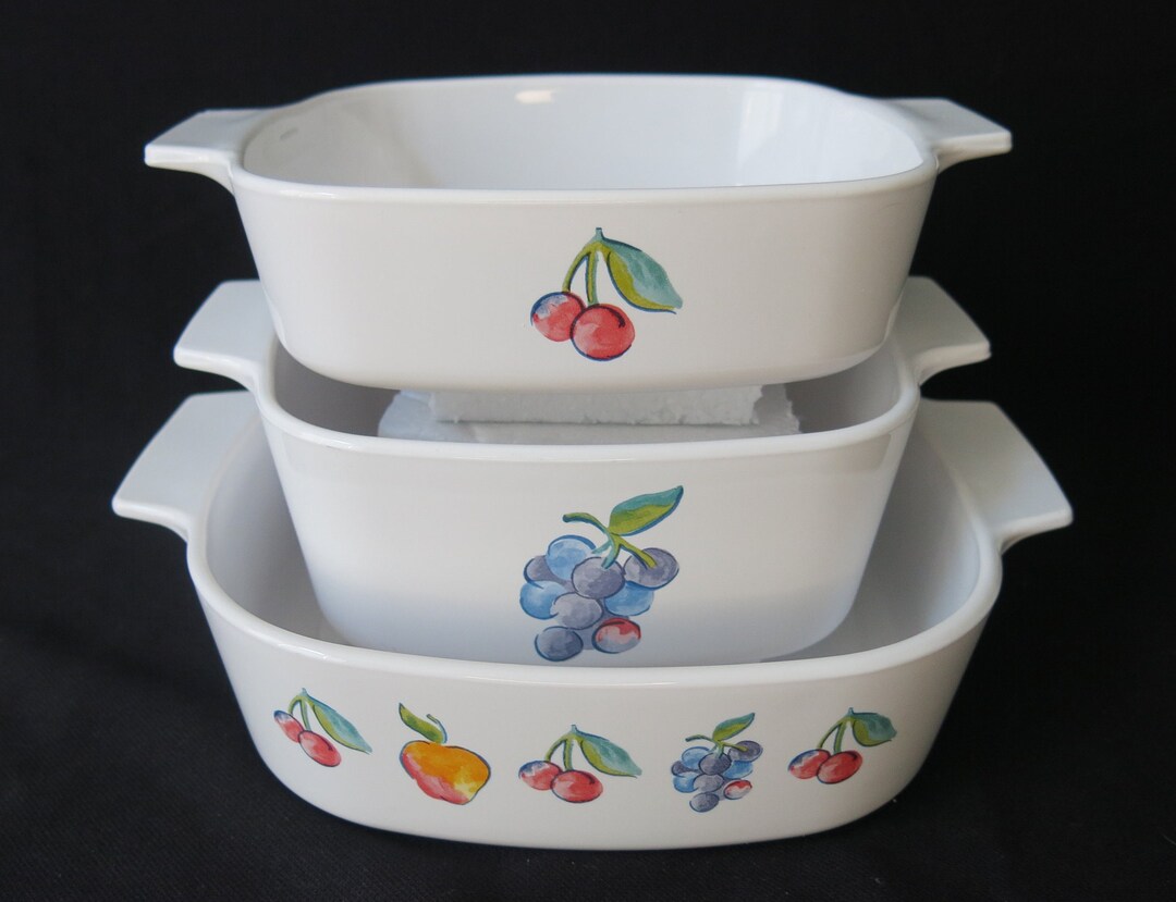 Set of 3 Corning Ware Casserole Dishes Fruit Basket 2, 1.5 & 1qt - Etsy