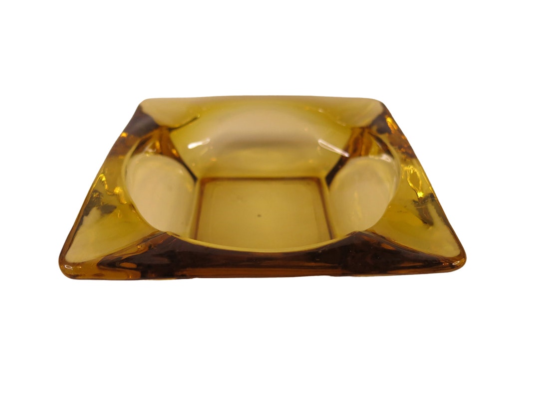 Vintage Amber Glass Square Ashtray Mid Century 4.75x4.75" - Etsy