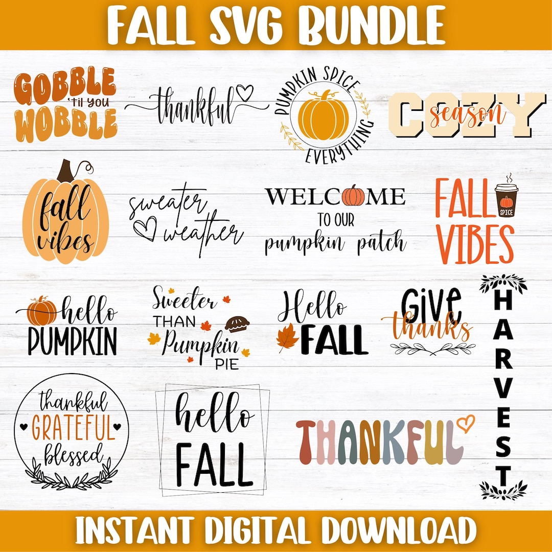 Fall SVG Bundle | Fall Designs | Digital Download | Hello Fall | SVG ...