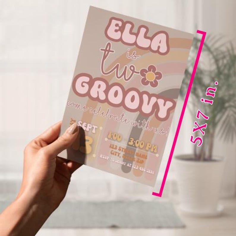 Groovy Birthday Invitation Template: Retro Party Invite (digital ...