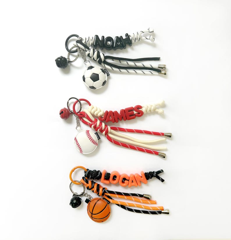 Personalized Sports Keychain Gift - Custom Name With Soccer Baseball ...