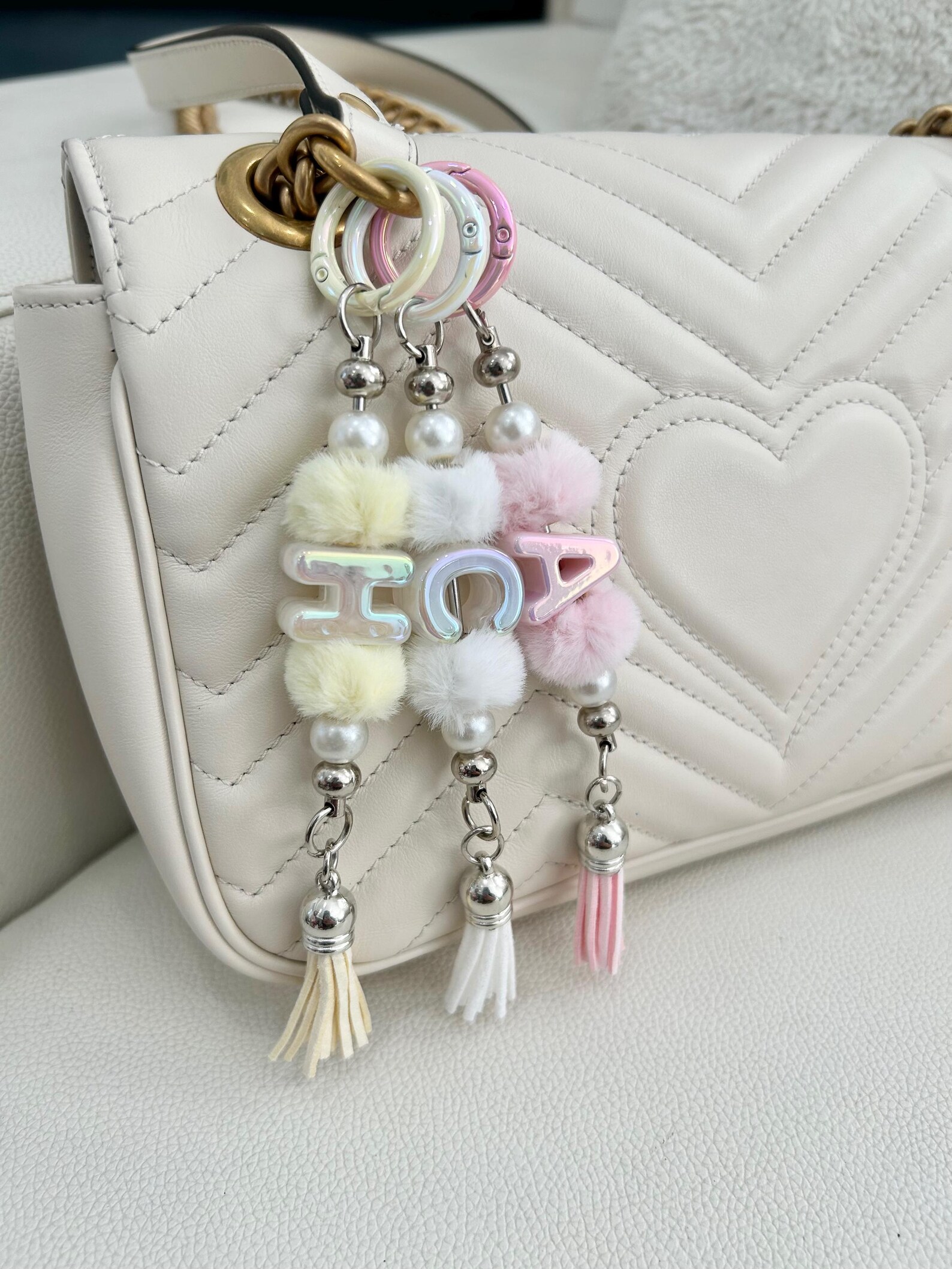 Personalized Iridescent Letter Keychain - Custom Handmade Bag Charm ...