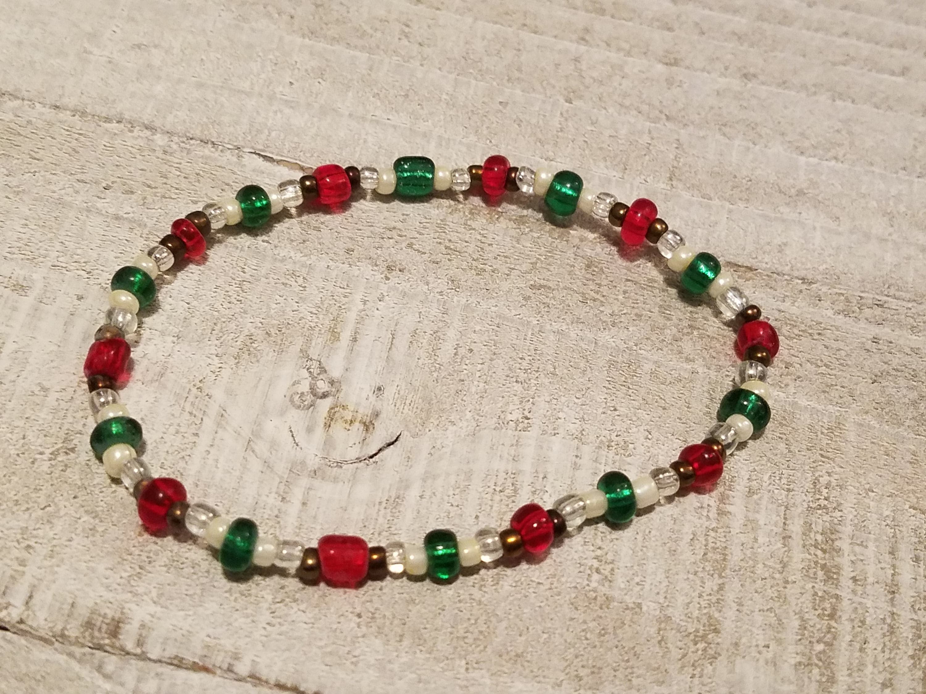 Christmas Bracelet Christmas Beaded Bracelet Christmas - Etsy