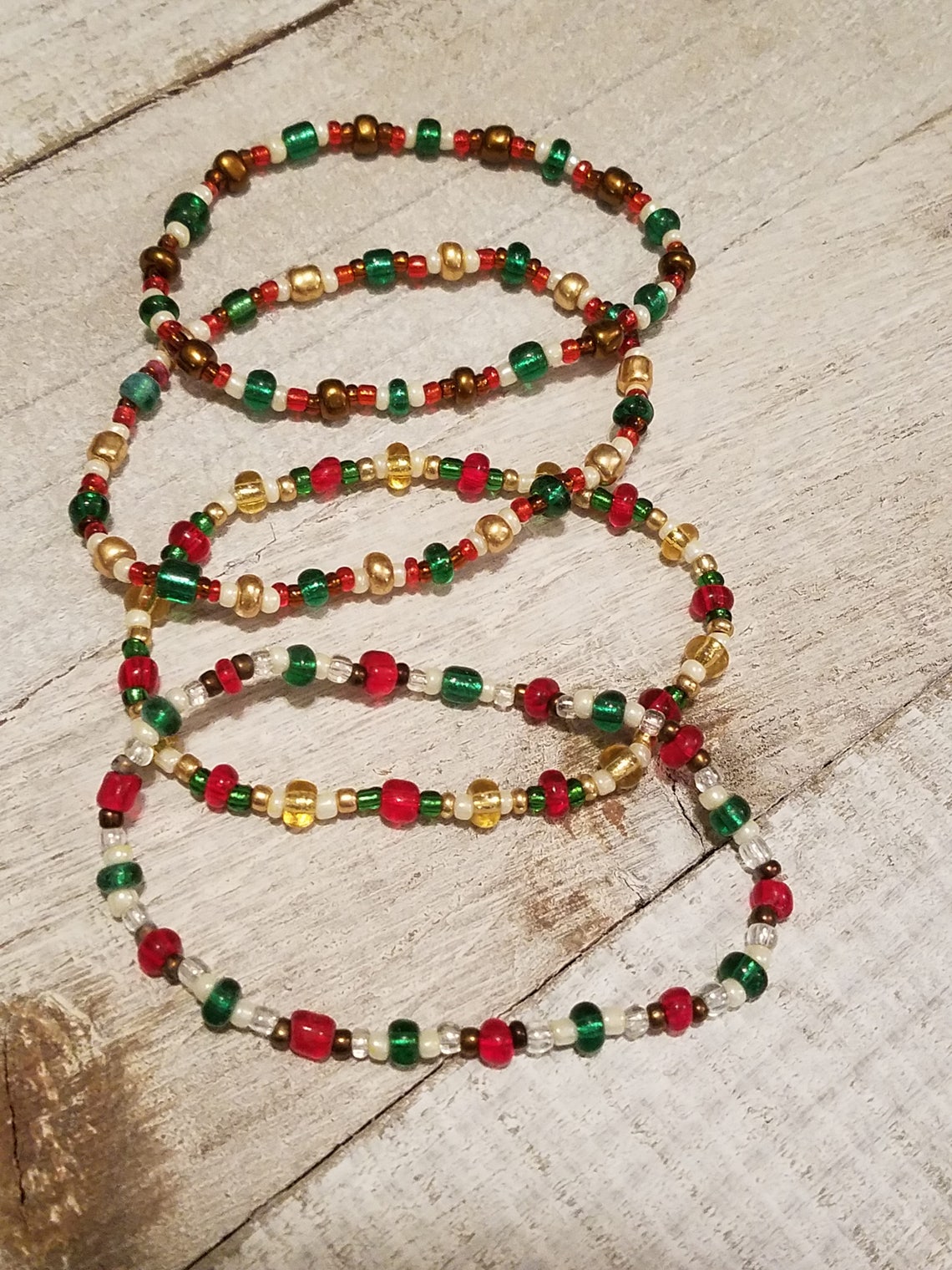 Christmas Bracelet Christmas Beaded Bracelet Christmas - Etsy