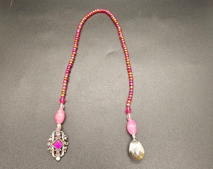 Unique Handmade Glass Beaded Bookmark-10 Inch-pink and Silver-book ...