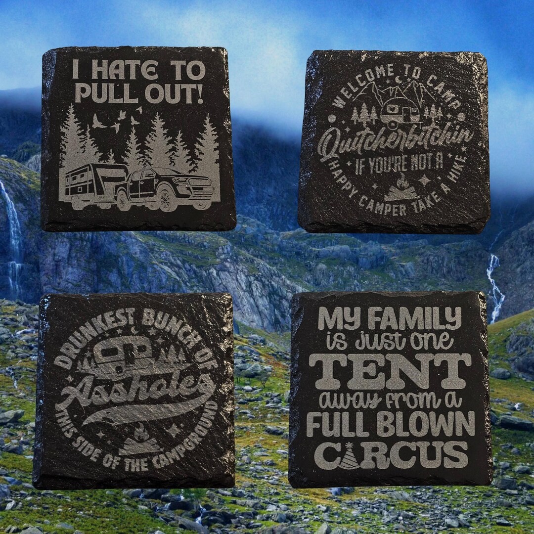 Camping 4x4 Slate Drink Coaster-engraved Coasters-variety-for Her-for ...