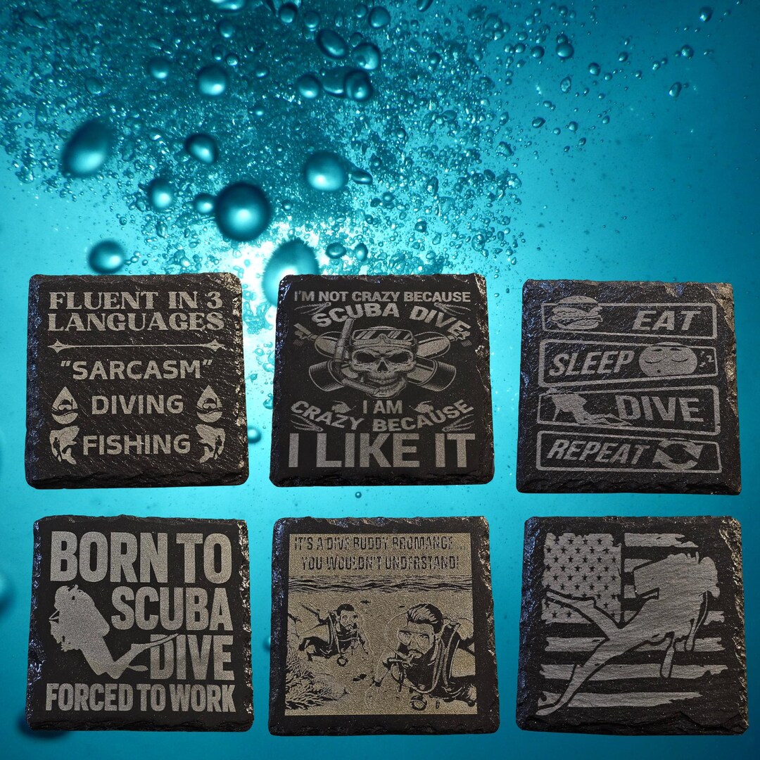 Scuba Diving 4x4 Slate Drink Coaster-engraved Coasters-for Her-for Him ...