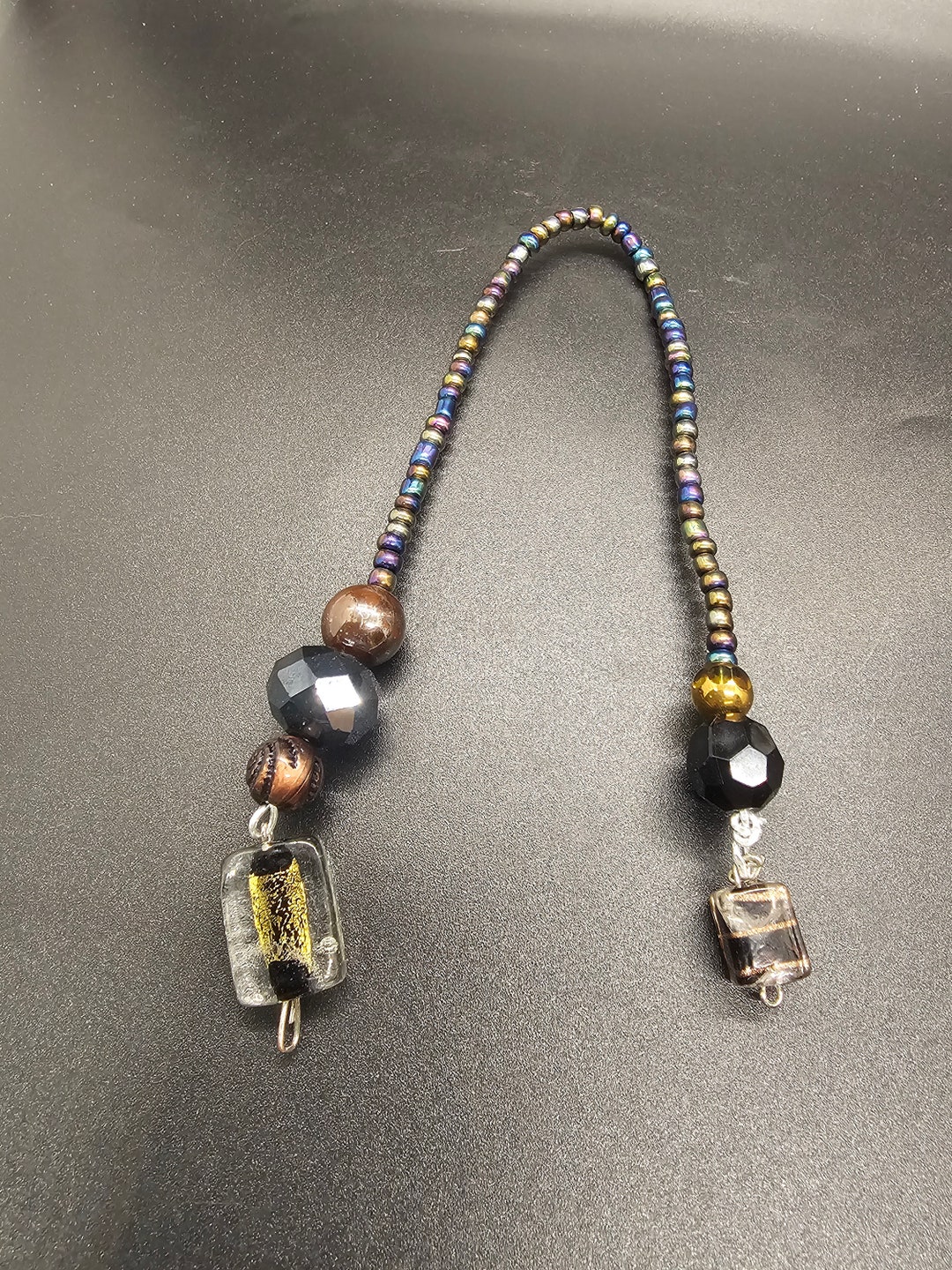 Unique Handmade Glass Beaded Bookmark-7 Inch-brown Beads-book Lover ...