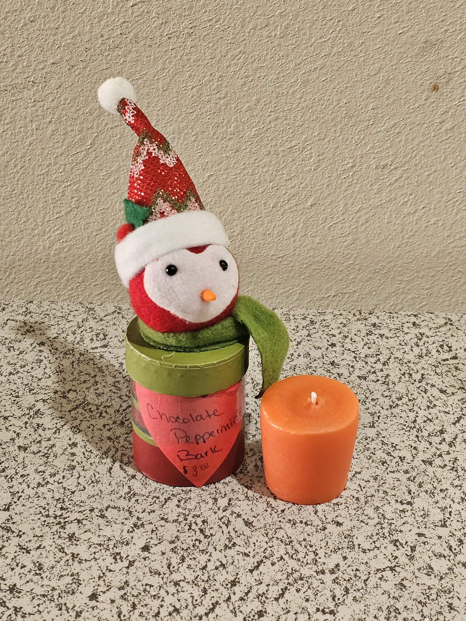 Votive Candle in Christmas Squishy Box-chocolate Peppermint Bark ...