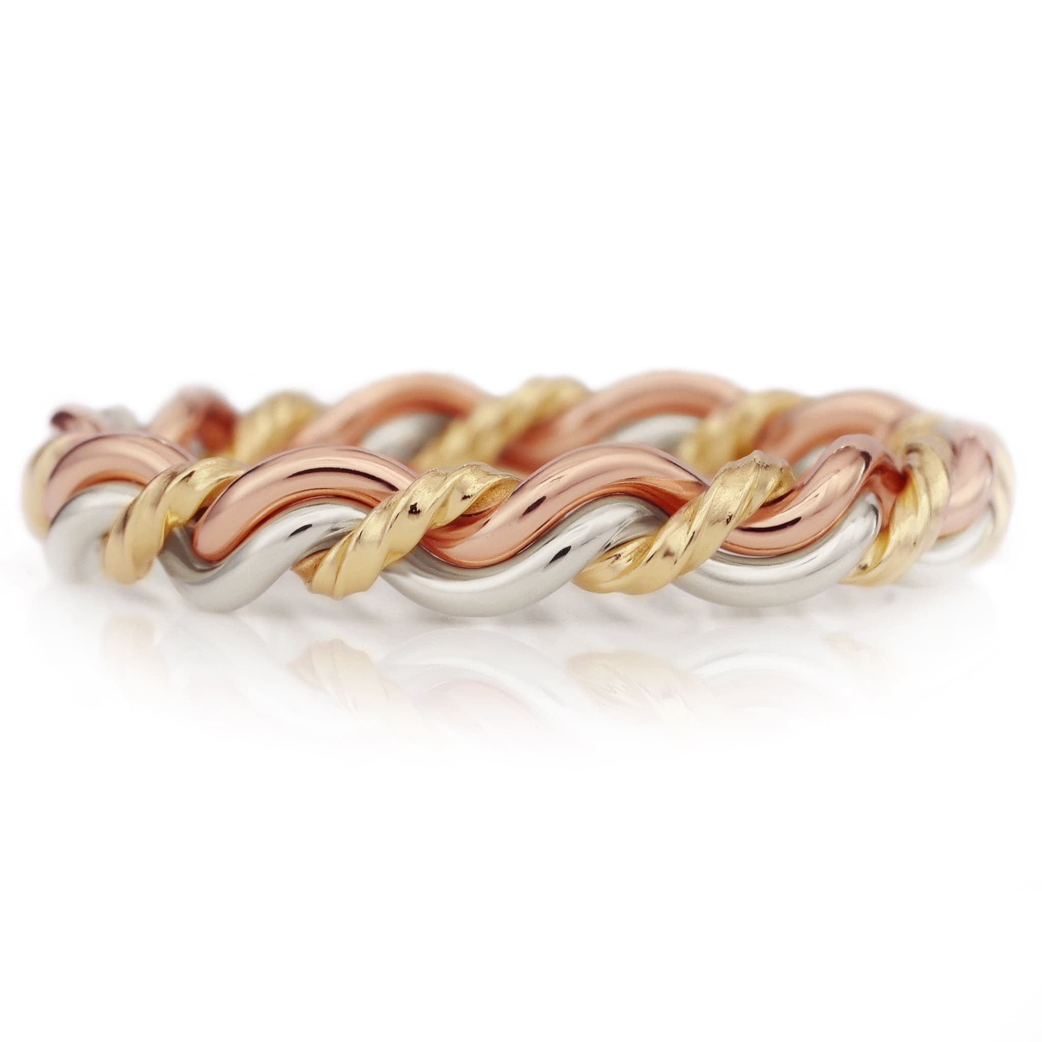 Cord of Three™ Rings. 3.5mm Braided Christian Wedding Rings. (solid 18k ...