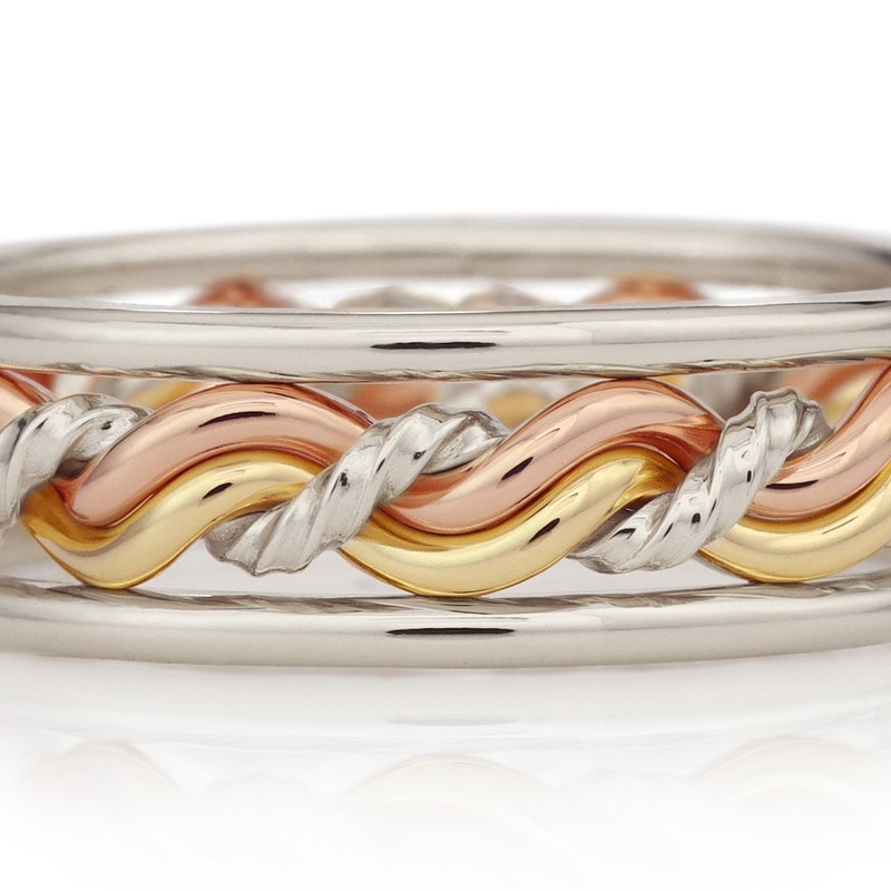 Tricolor Braided Wedding Band - Etsy