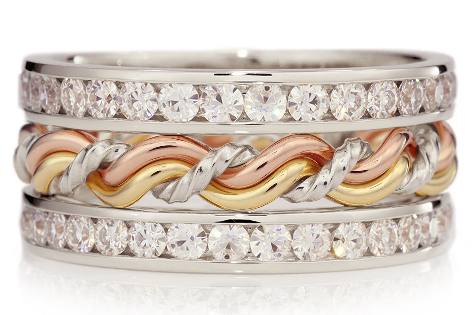 Braided Cord of Three™ Christian Wedding Rings With 1/2ct Diamond Bands ...