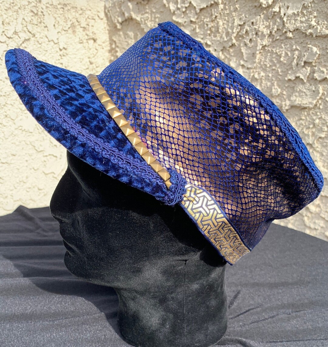 Midnight Blue Crushed Velvet Cadet Military Hat IN STOCK - Etsy