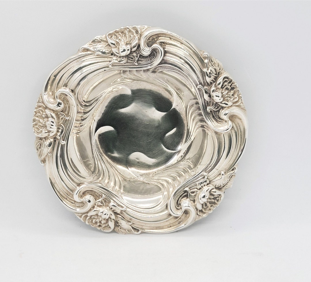 Sterling Silver Bon Bon Dish Art Nouveau Repousse Lotus Pattern James E ...