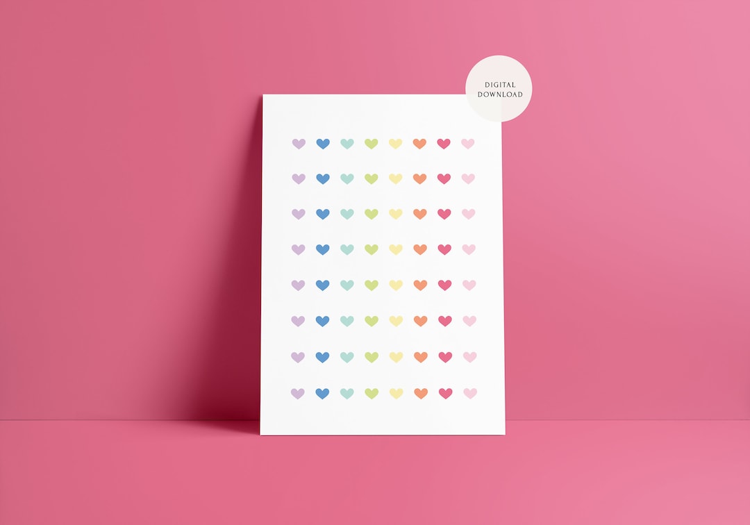 Hearts — Digital Print | Rainbow Lgbt, Hearts Digital Download, Poster ...