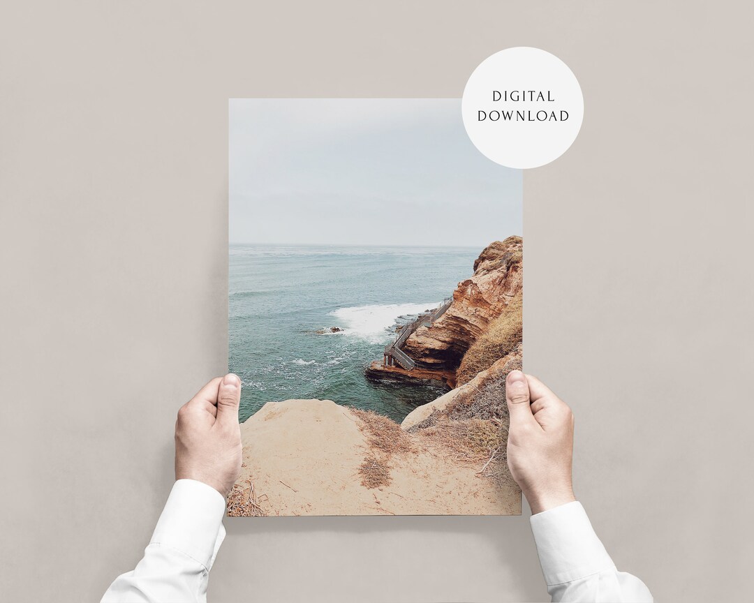 Cliffside Stairs — Coastline Printable, Sunset Cliffs San Diego Coast ...