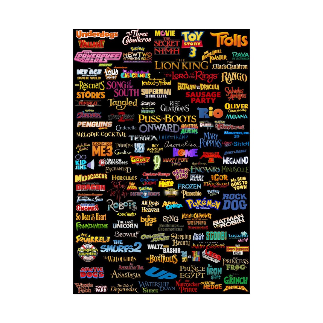 Animated Movies Logos Poster - Etsy