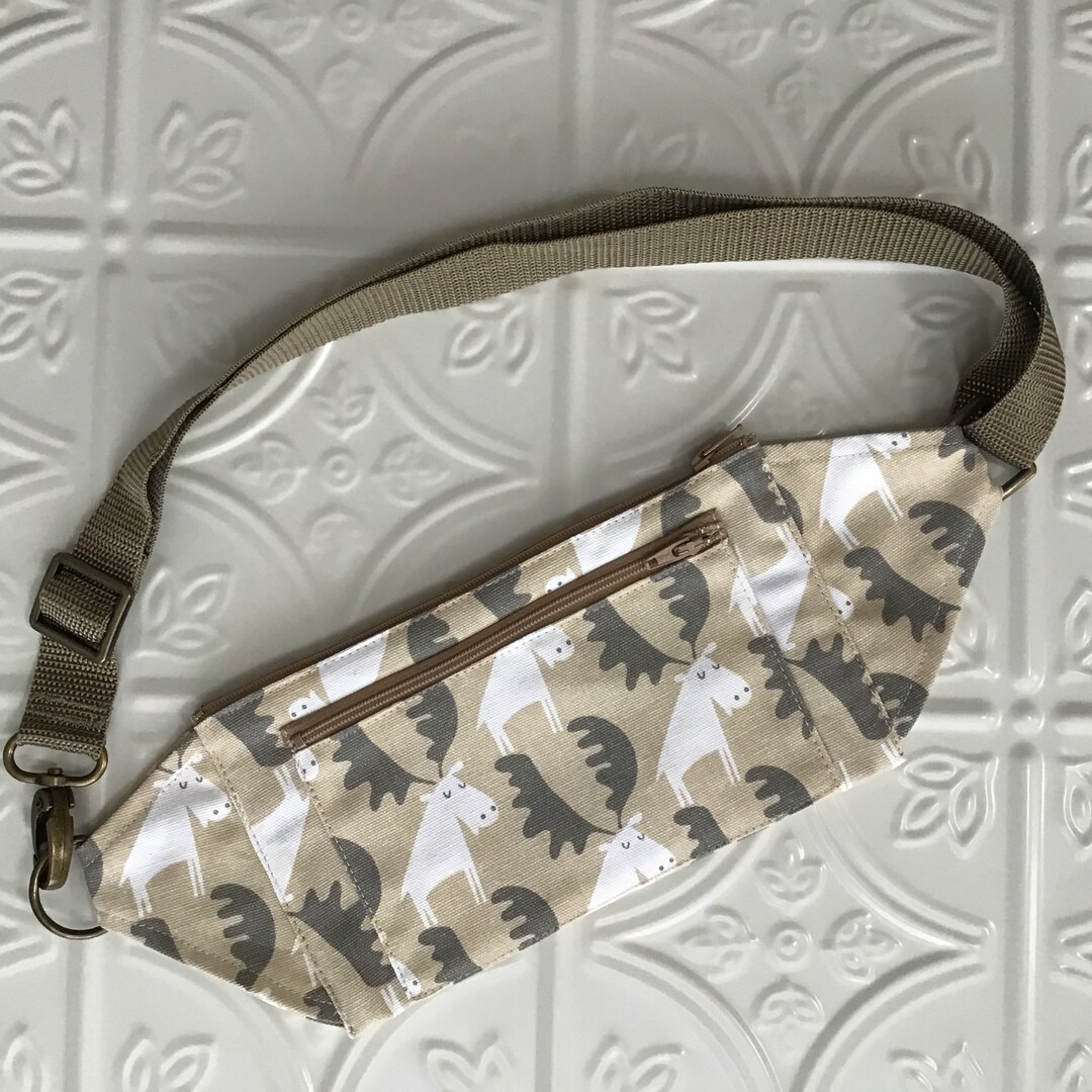 Fun Fanny Pack/belt Bag/sling Purse/moose Motif/hiker Camper Cellphone ...