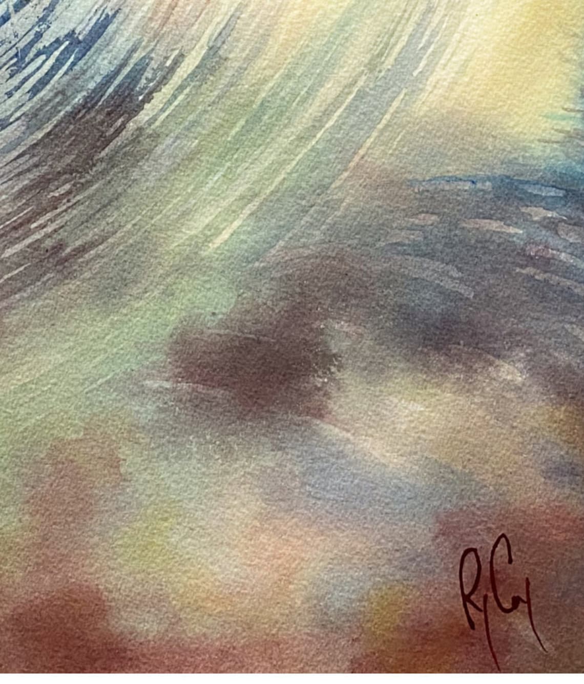 Water Ripple Painting, Rippling Water Wall Art. Red Abstract Watercolor ...