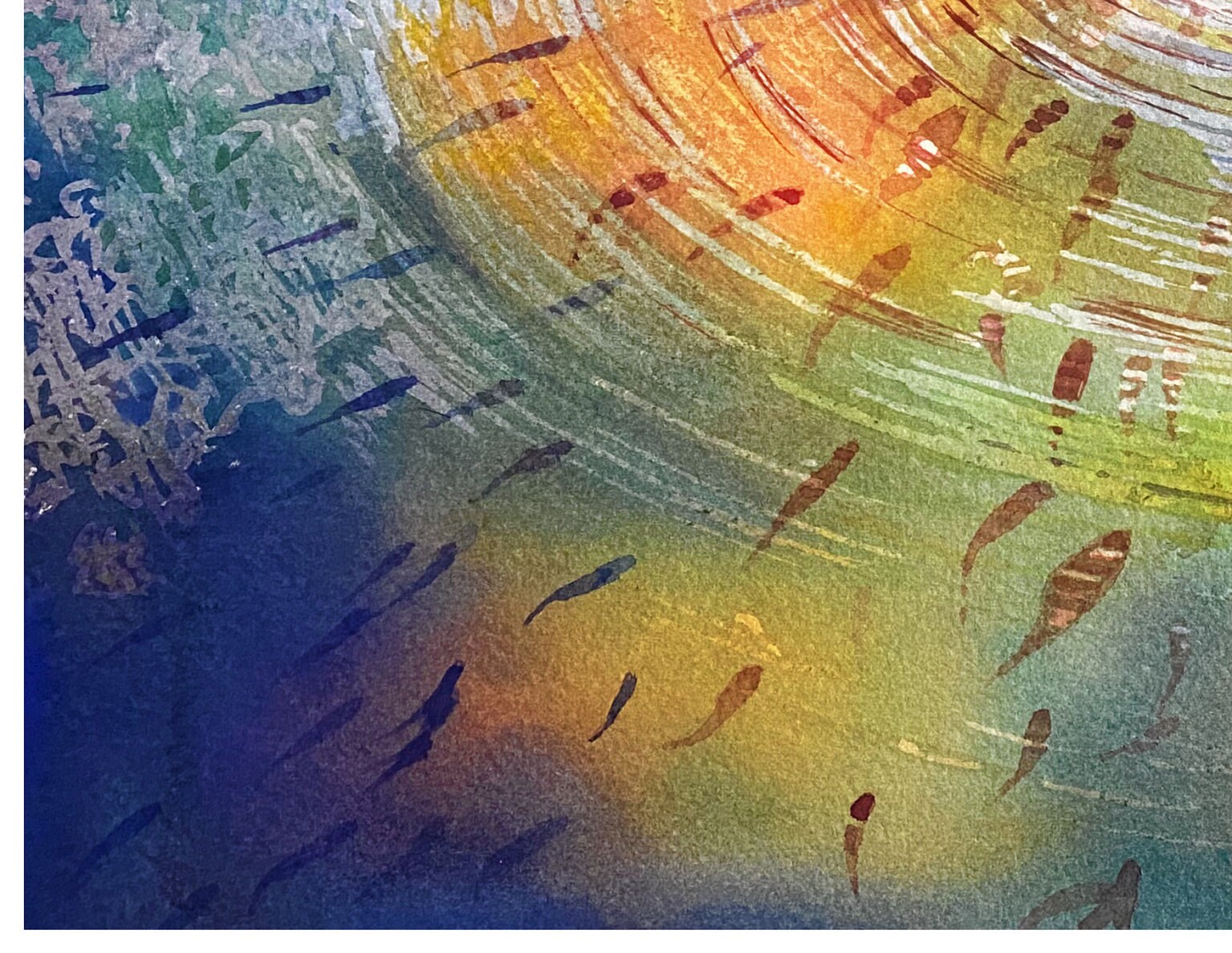 Water ripple painting watercolor koi pond fish painting - Etsy.de