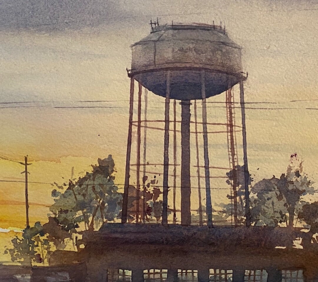 Water Tower Art, Water Tower Painting,water Tower Print,north Carolina ...