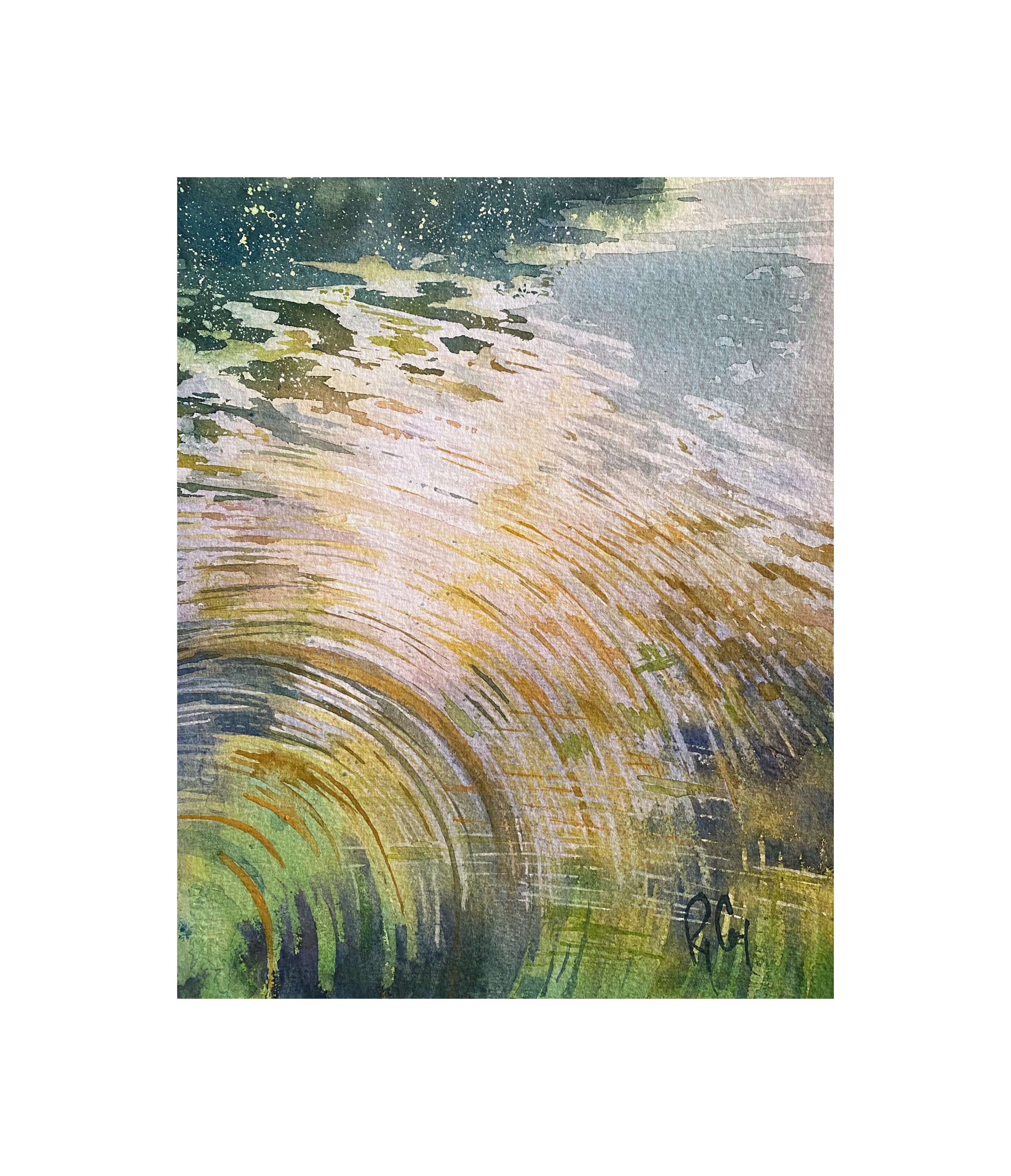 Water Ripple Painting Rippling Water Wall Art. Green Abstract - Etsy UK