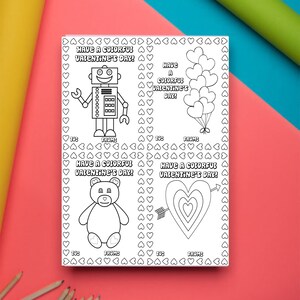 Coloring Valentine's Day Cards, Kids Valentine Cards, Class Valentines ...