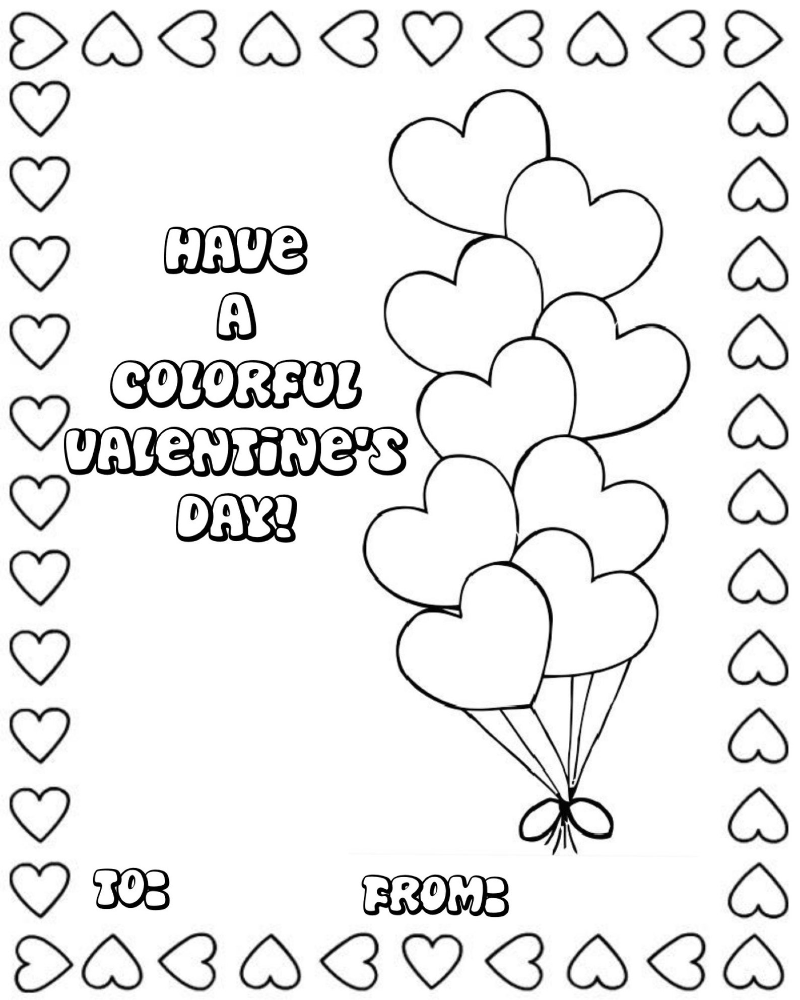 Coloring Valentine's Day Cards, Kids Valentine Cards, Class Valentines ...