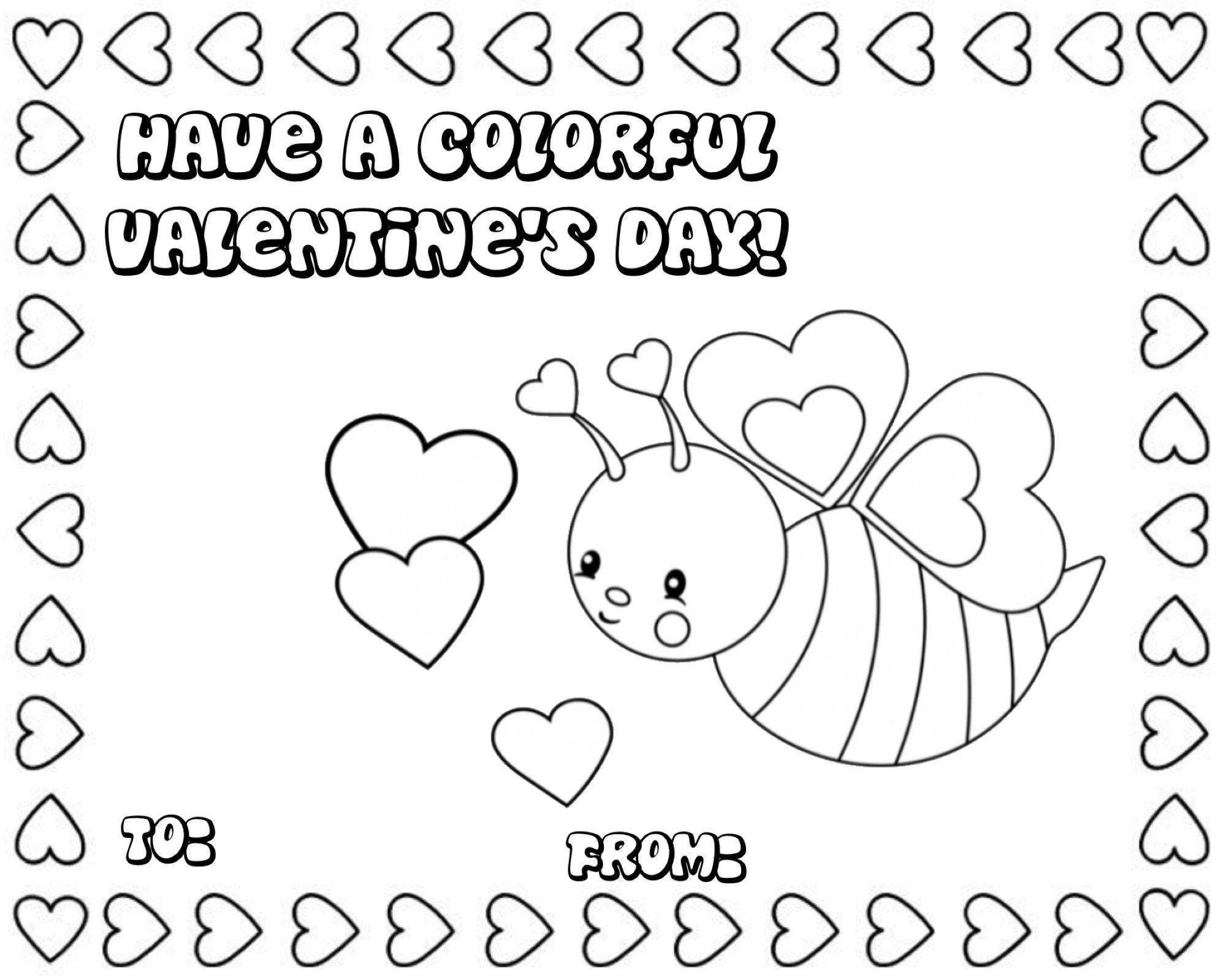 Coloring Valentine's Day Cards, Kids Valentine Cards, Class Valentines ...